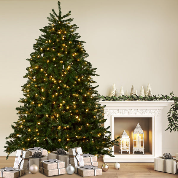 2.7m National Tree Company Dunhill Shimmer Fir Pre-Lit Christmas Tree ...